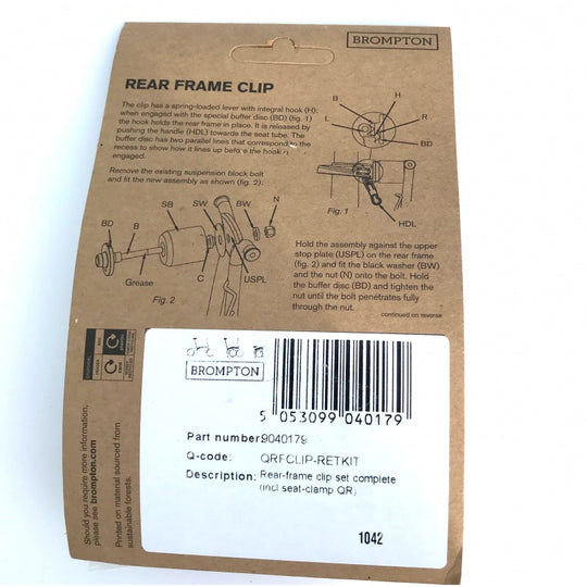Brompton Rear Frame Clip Retrofit Kit with QR Seat Clamp – Bikeary ...